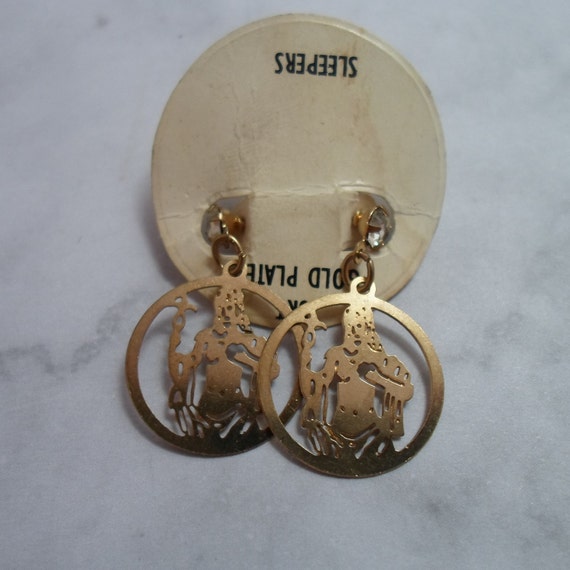 Christian Earrings 18k Gold Plated The Risen Christ V… - Gem