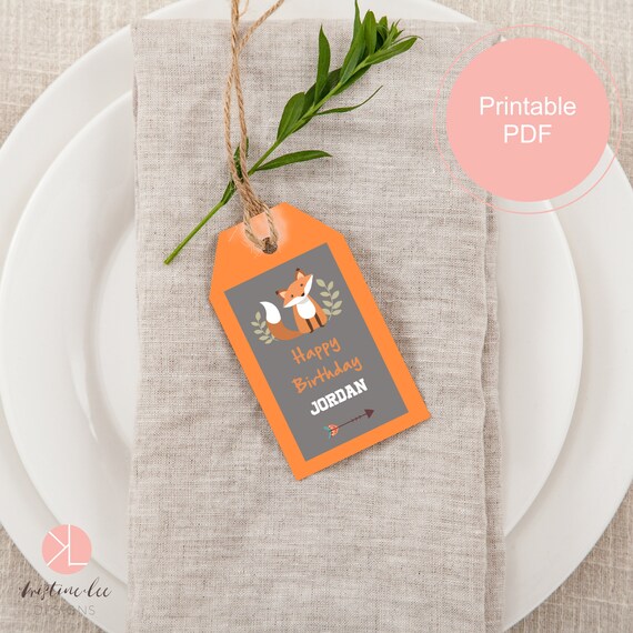 Printable Birthday Gift Tag, Fox Birthday, Woodland, Editable PDF ...