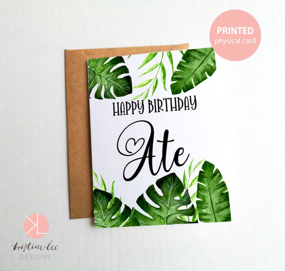 Happy Birthday Ate, Tagalog Birthday Card, Card for Ate Older Sister ...