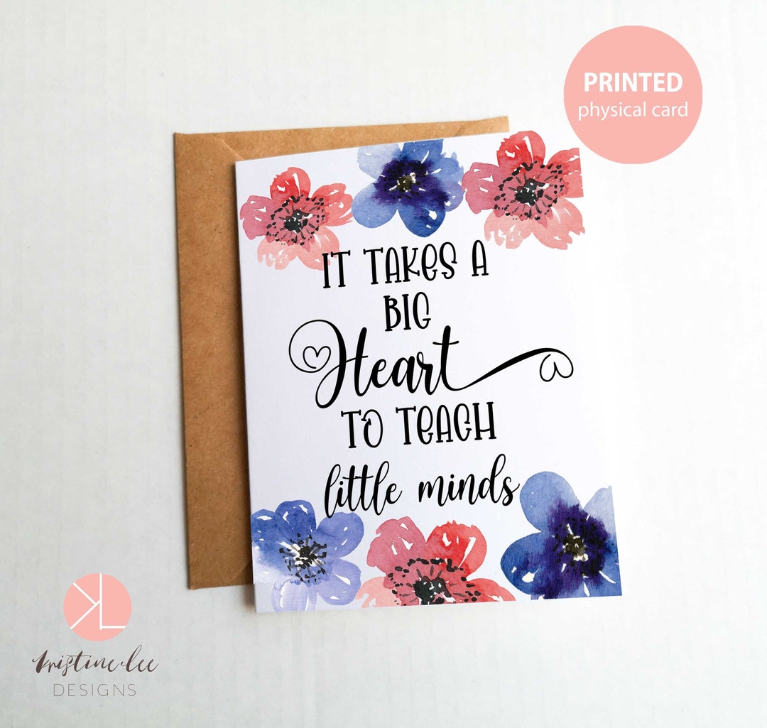Floral Teacher Appreciation Card, Watercolor Flowers - Etsy