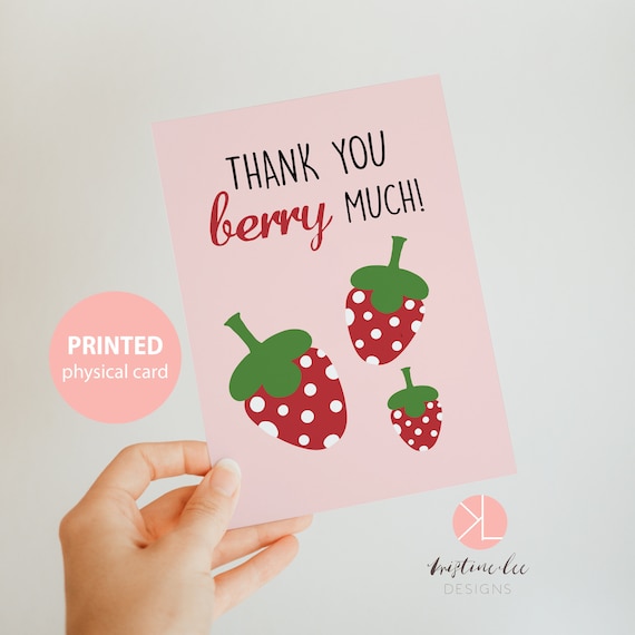Thank you Berry Much, Cute Thank You Card, Food Pun, Card for Friend ...