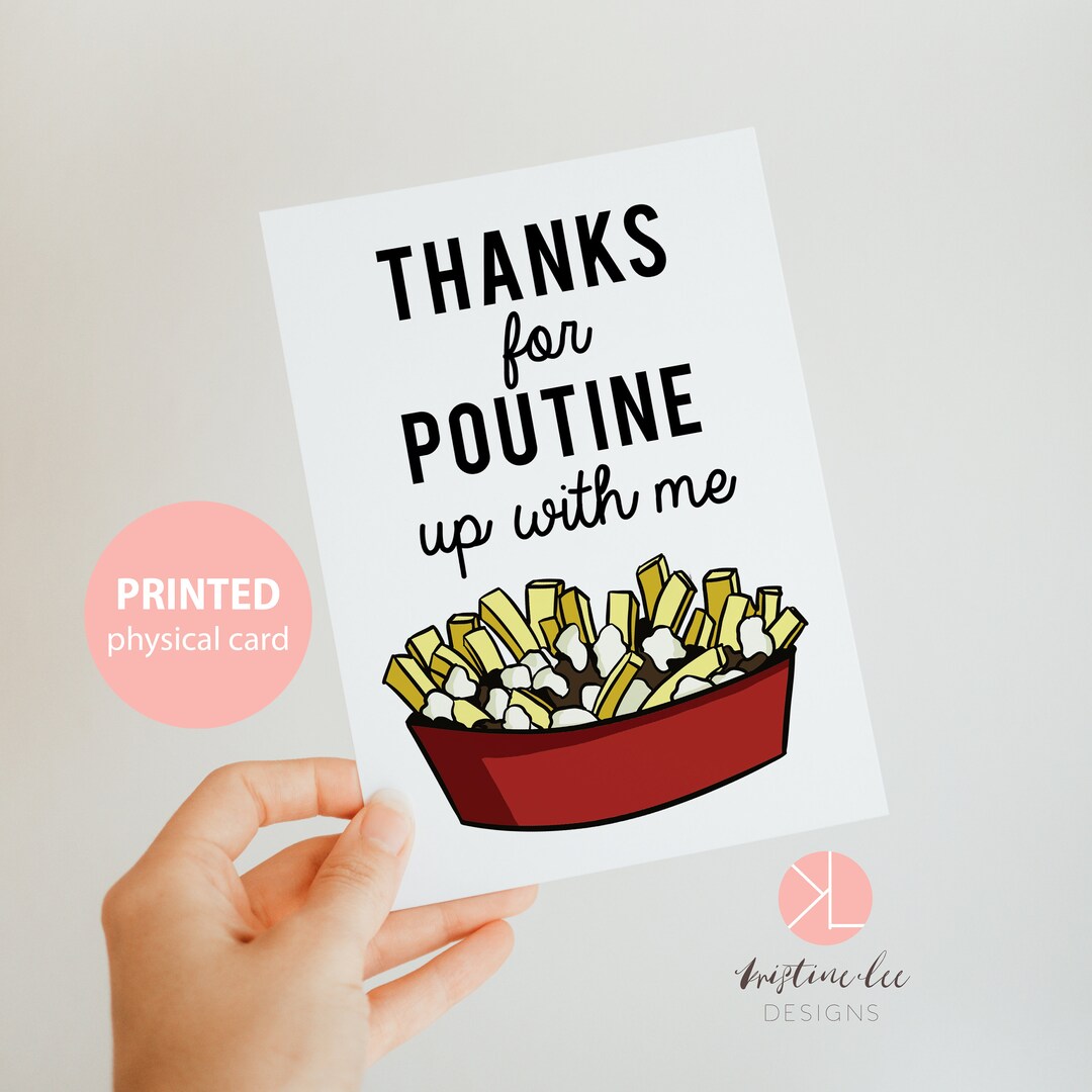 Carte canadienne Merci pour Poutine avec moi Cute Thank You - Etsy France