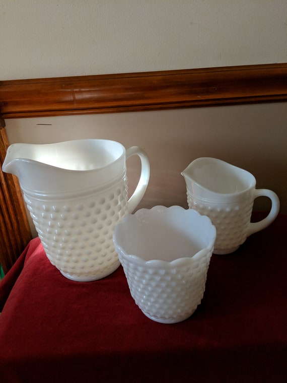 Milk Glass Pitcher & Small Milk Glass Vase | Etsy