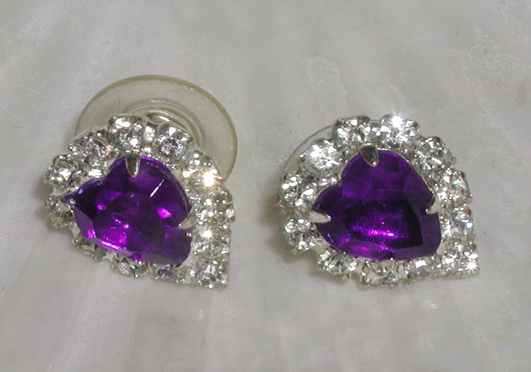 Beautiful Vintage Signed 1998 B.C. LIND Faceted Glass Purple Hearts ...