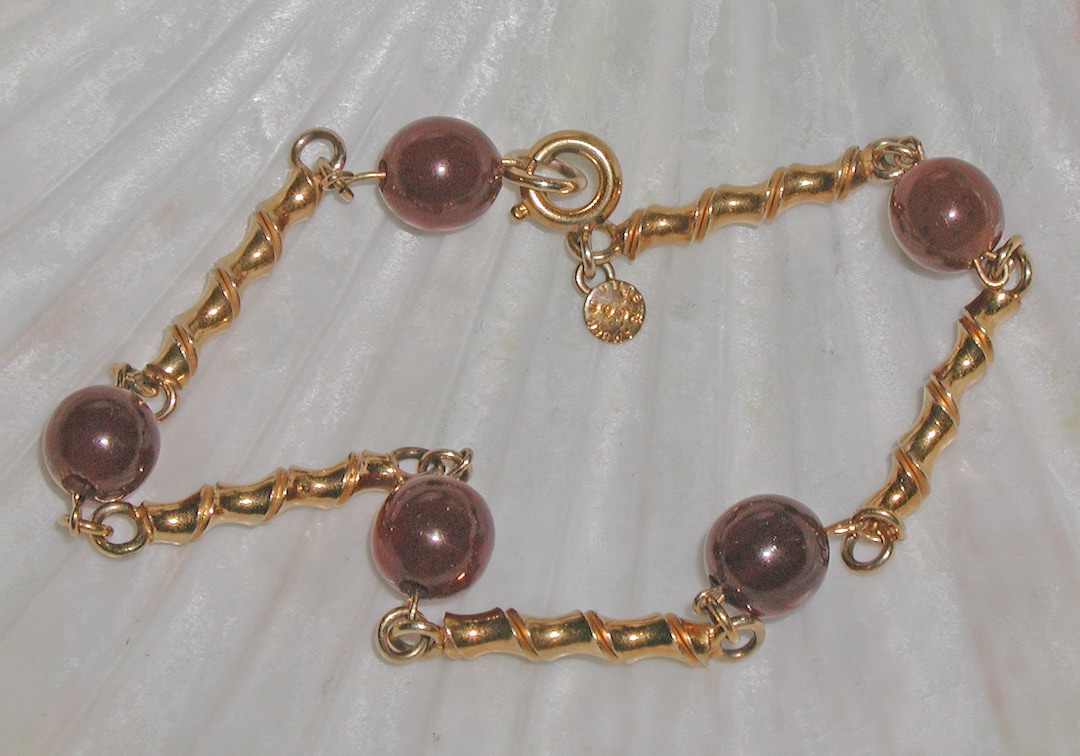 Beautiful Vintage 1950's Signed Amber Guild 12K G.F. Beaded 1/20 12KT Gold Filled Spiral Link ...