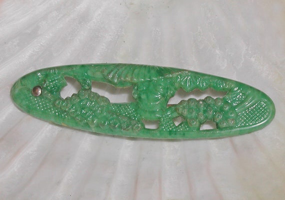 Rare Vintage Art Deco 1930's Green Celluloid Asian La… - Gem