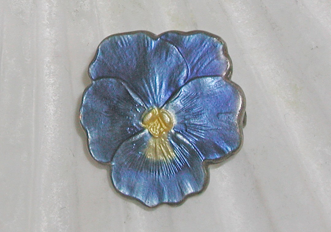 Exquisite Vintage 1920's Nouveau Blue Yellow Hand Enamel Pansy C-clasp ...