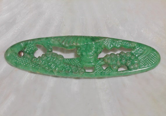 Rare Vintage Art Deco 1930's Green Celluloid Asian La… - Gem