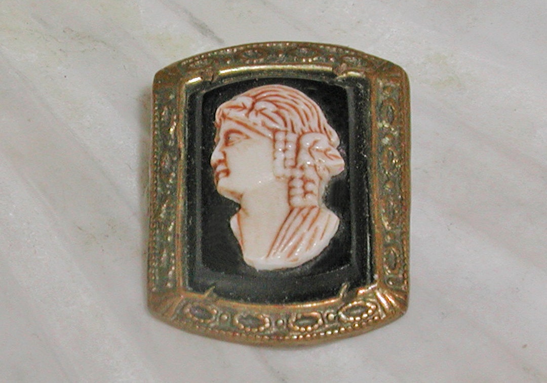 Fabulous Vintage Art Nouveau Prong-set Intricately Carved Pink Greek ...