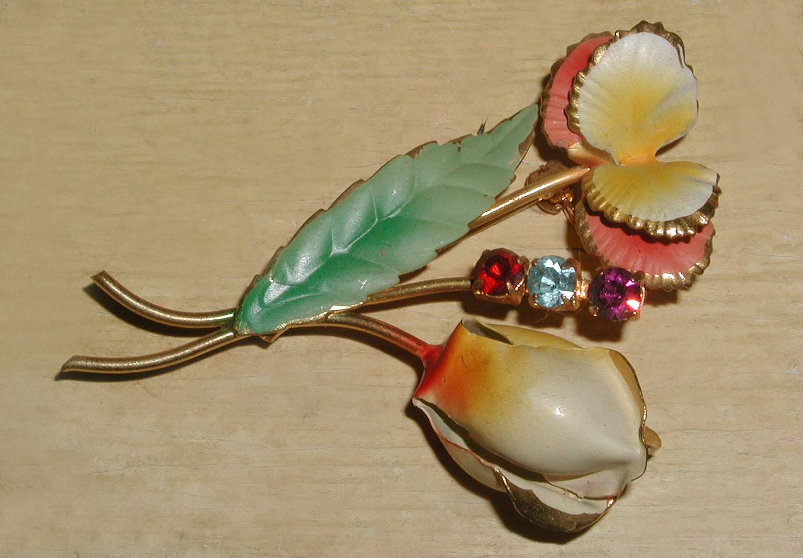 Large Colorful Vintage Austria Enamel & Austrian Crystal Tulip - Etsy