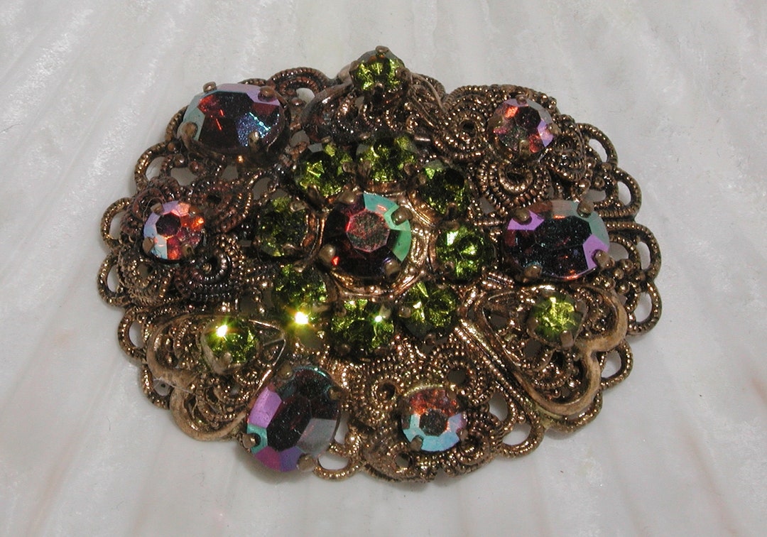 Gorgeous Vintage Victorian Revival Aurora Borealis Watermelon Glass ...