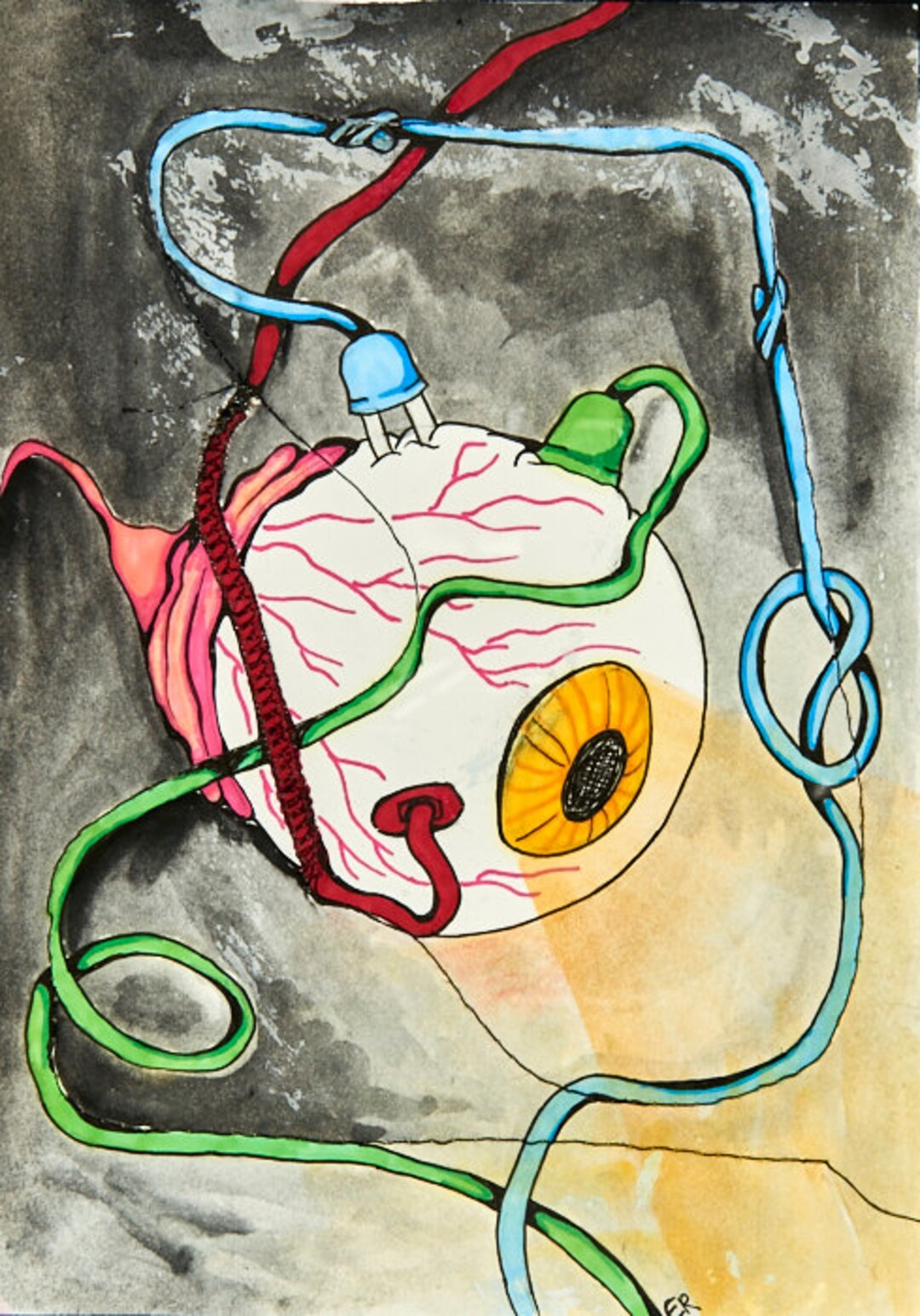Original Drawing Color Wash Eyeball Cords & Stitches 8.5 X 11 Print - Etsy