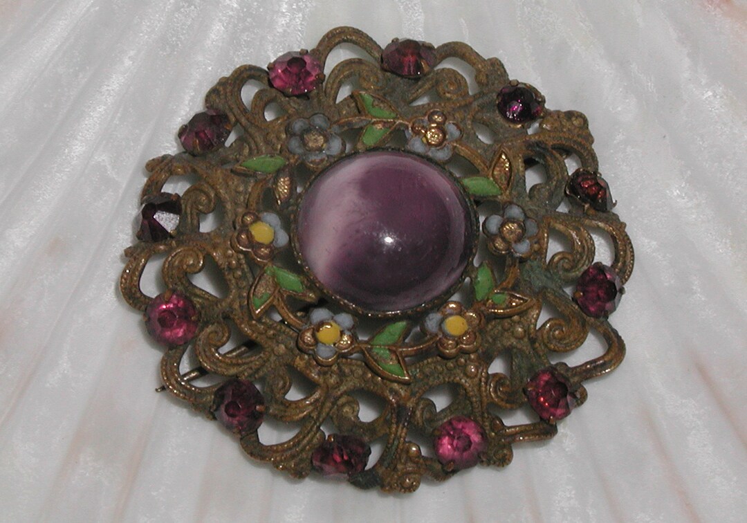 Beautiful Vintage Art Nouveau Tiered 3D Purple Moonstone - Etsy