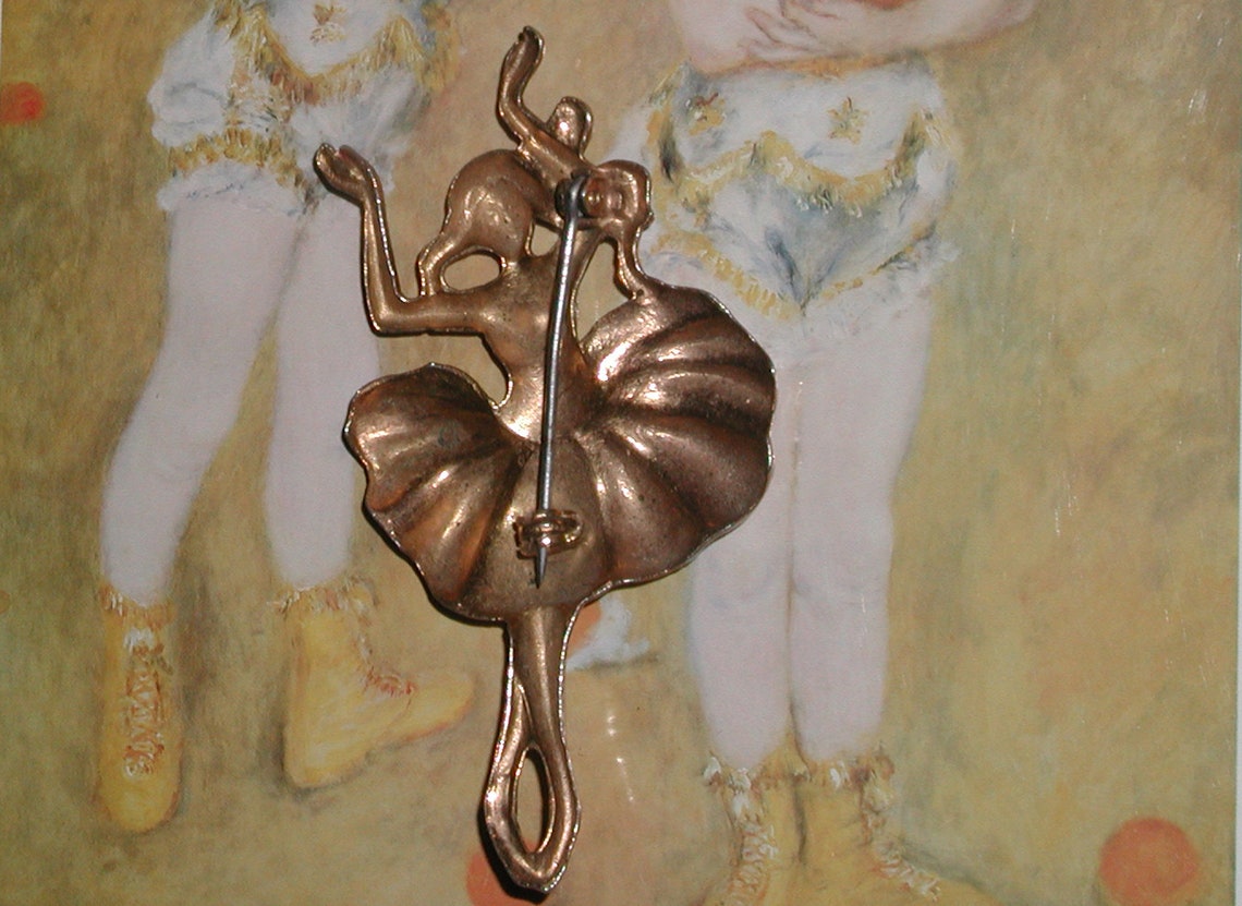 Striking Vintage Ballerina Dancer French Antique Brass Repousee Brooch ...