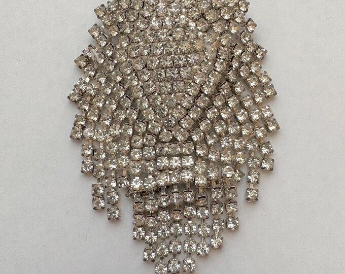 Vintage Clear Rhinestone Large Waterfall Pin Brooch - Etsy