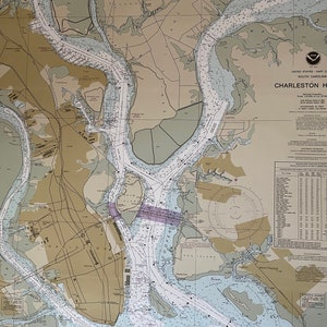Vintage Charleston Harbor Nautical Map NOAA South Carolina 37x 51 - Etsy