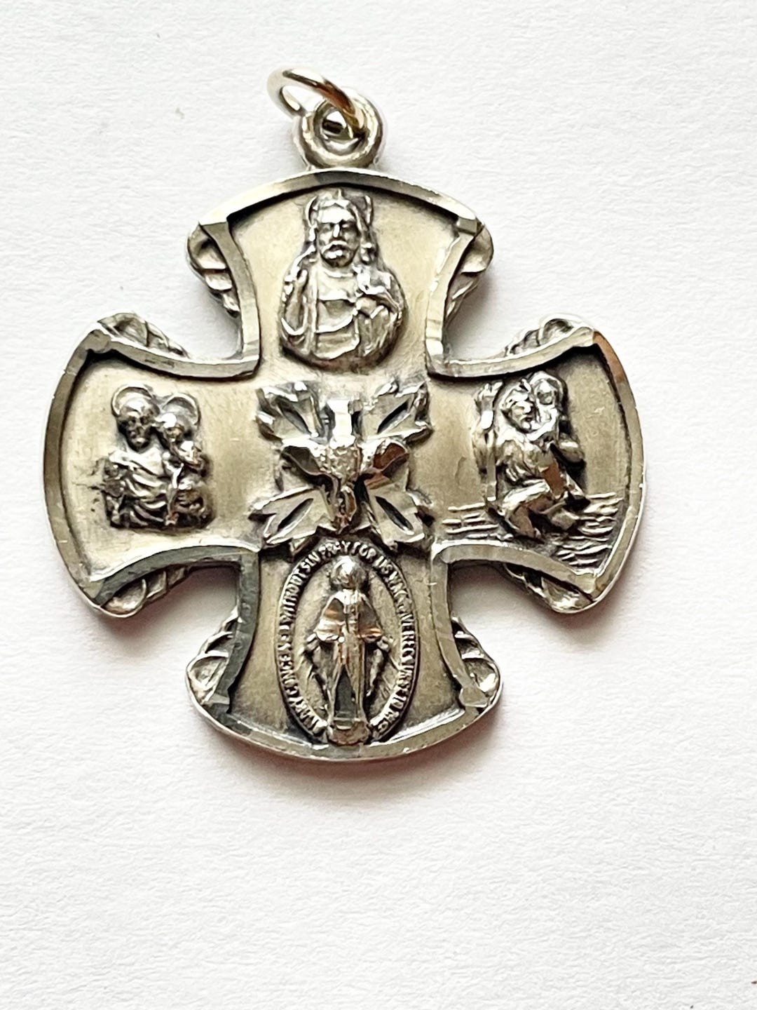 Vintage Sterling Silver 4 Way Cross Religious Medal - Etsy