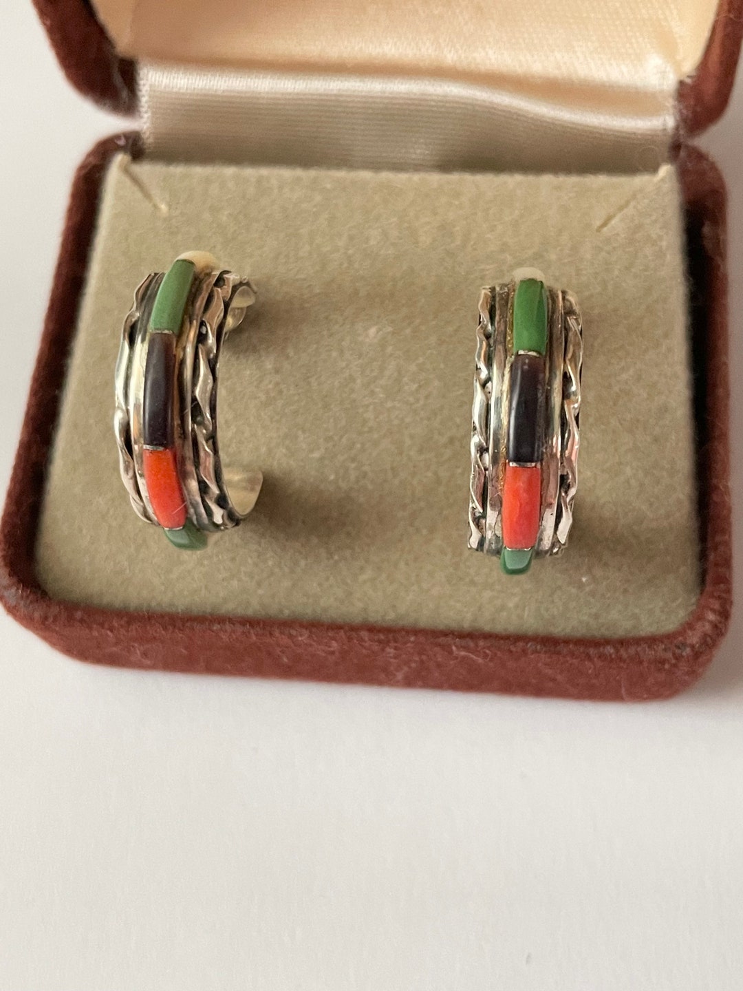 Vintage Zuni Gus & Lorie Panteah Sterling Hoop Earrings - Etsy