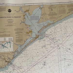 Vintage Mermentau River to Freeport Nautical Map NOAA Louisiana Texas ...