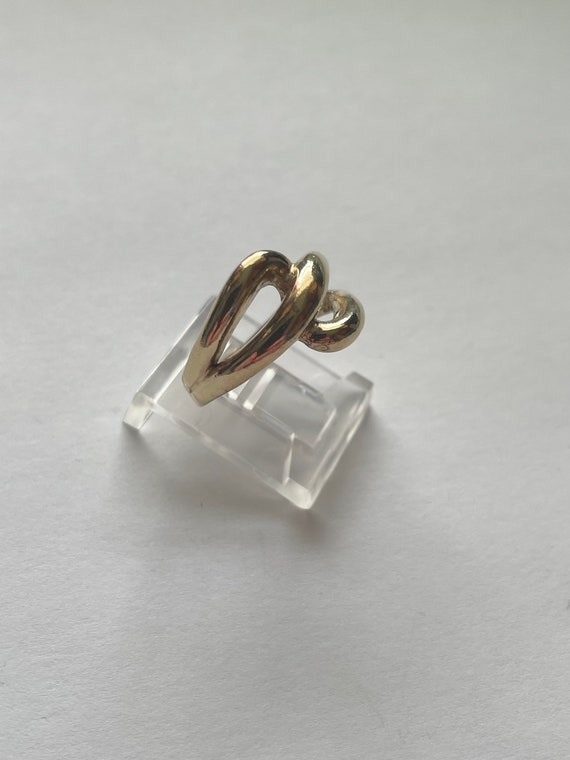 Vintage 14k Gold over Sterling Double Loop Ring Size 6 - Gem