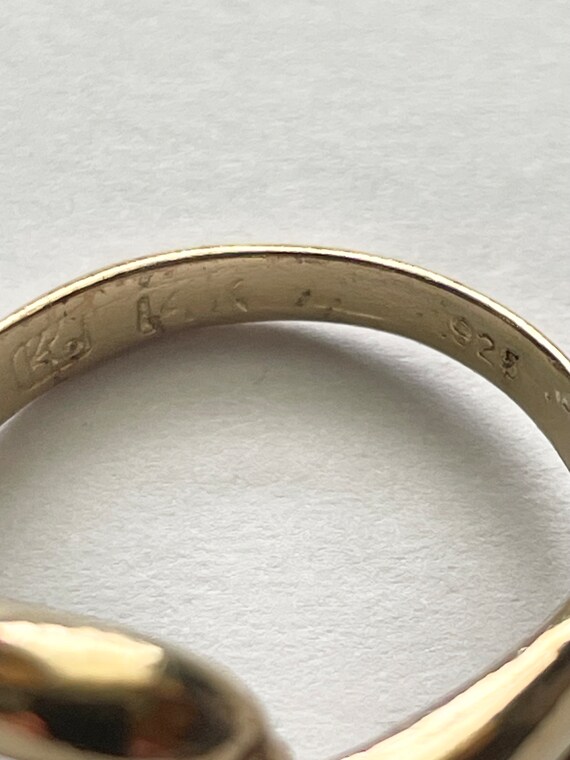 Vintage 14k Gold over Sterling Double Loop Ring Size 6 - Gem