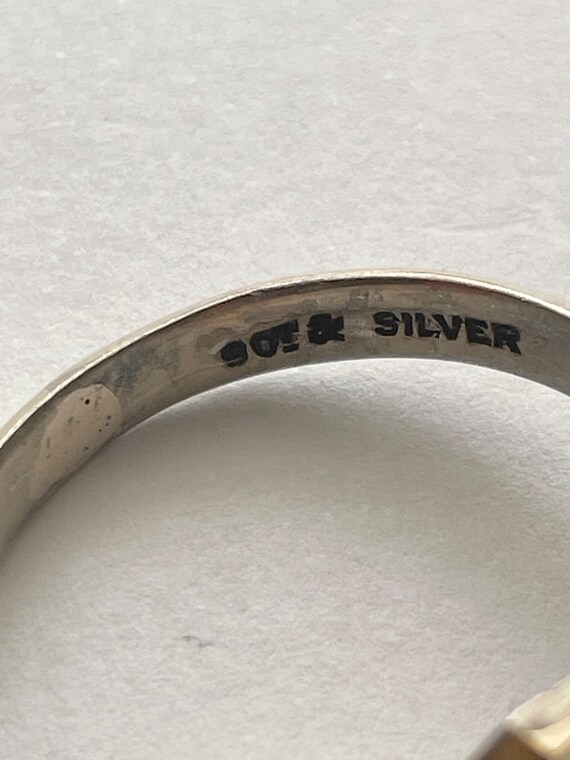 Vintage 10k Gold Sterling Signet Ring Signed size 11 - Gem