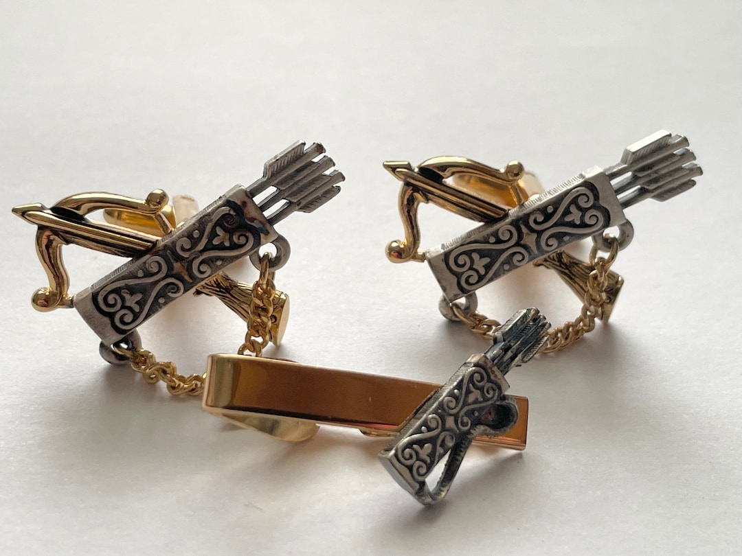 Vintage Shields Cupids Bow and Arrow Cufflinks and Tie Bar - Etsy