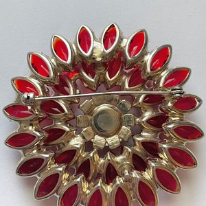Vintage Large Red Rhinestone Flower Pin Brooch - Etsy