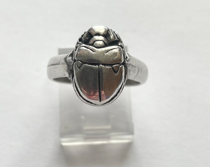 Vintage Sterling Silver Scarab Ring Size 7 1/4 - Etsy