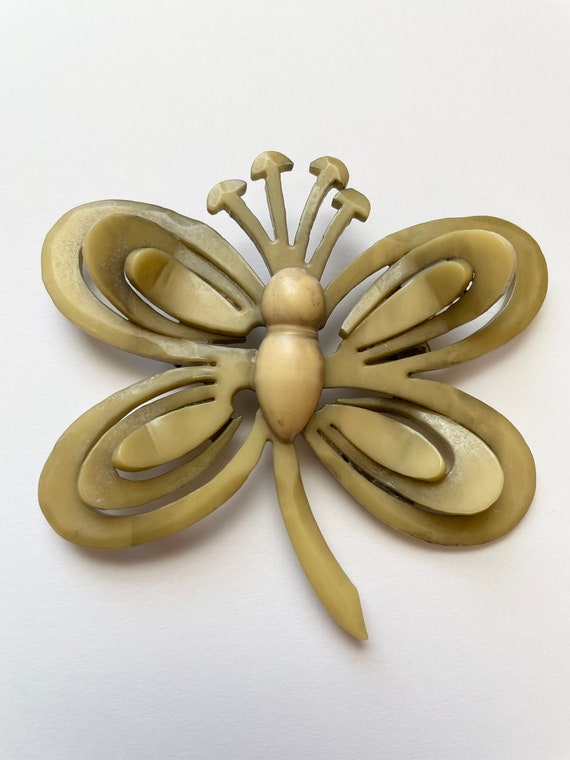 celluloid butterfly pin - Gem