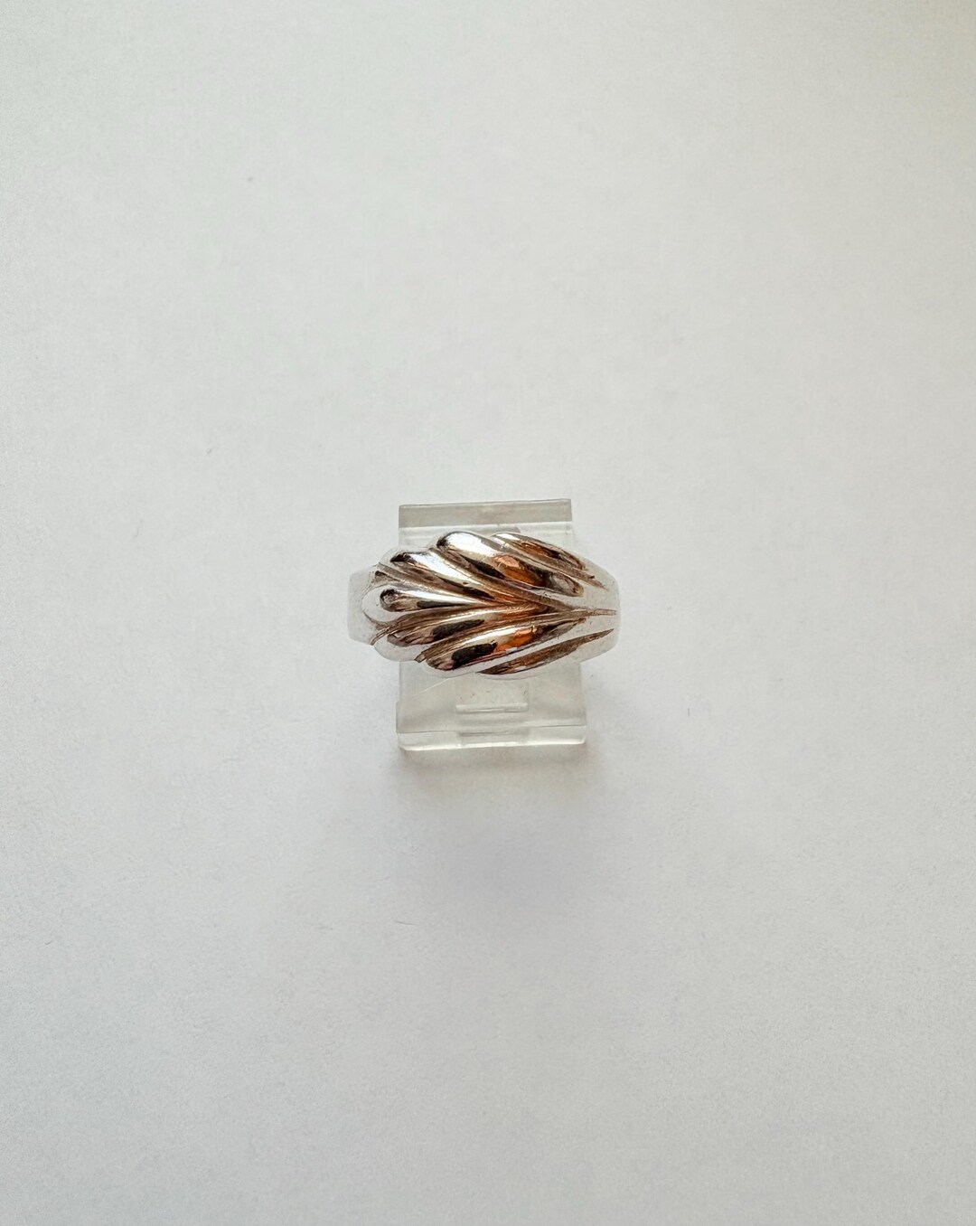 Vintage Sterling Silver Feather or Shell Design Ring Size 9 - Etsy