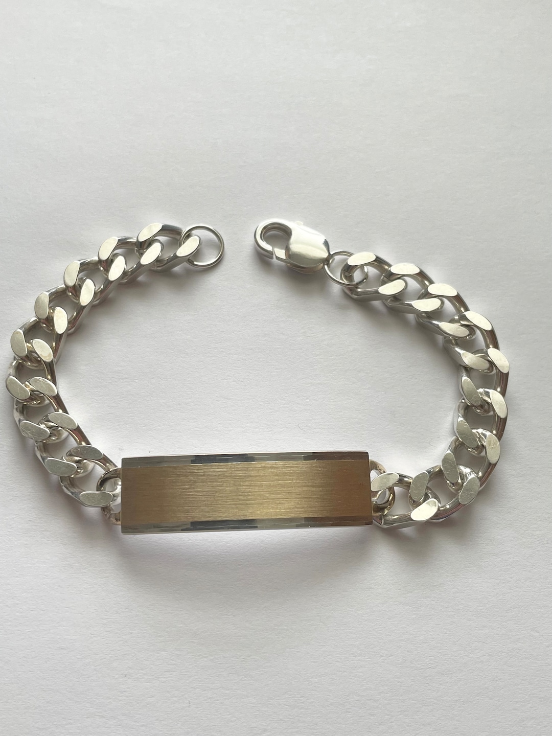 Vintage ANSON Sterling Silver 18k ID Bracelet 8 1/2” - Etsy