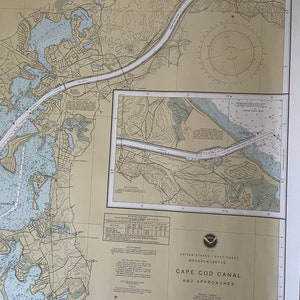 Vintage Cape Cod Canal With Approaches Nautical Map NOAA Massachusetts ...