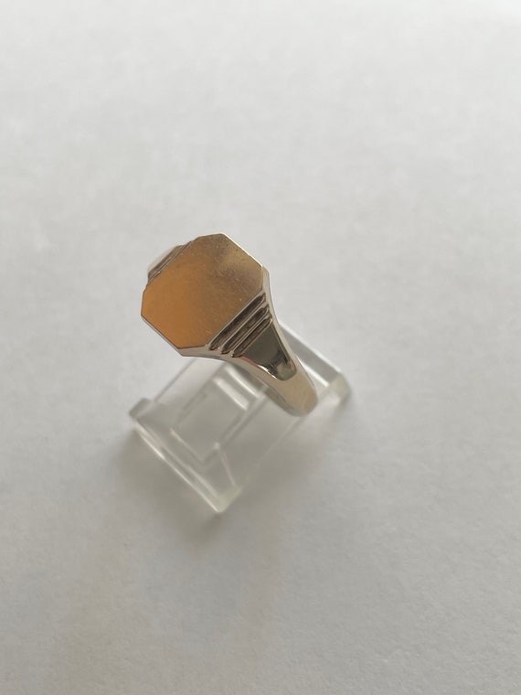 Vintage 10k Gold Sterling Signet Ring Signed size 11 - Gem