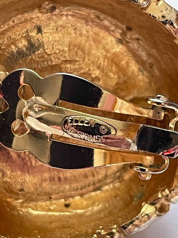 Vintage Ellen Designs Bold Faux Pearl Clip Earrings - Gem