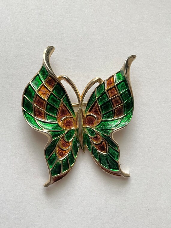 Vintage trifari green enamel - Gem