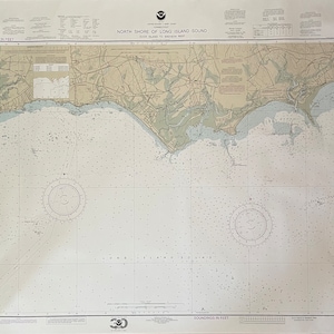 Vintage North Shore of Long Island Nautical Map NOAA Connecticut ...