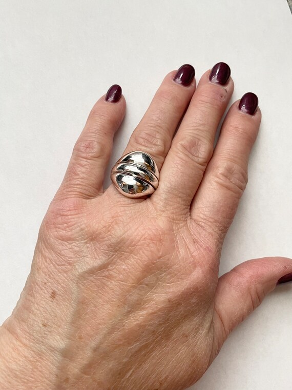 Vintage Sterling Silver Ribbed Dome Cigar Band Ring S… - Gem