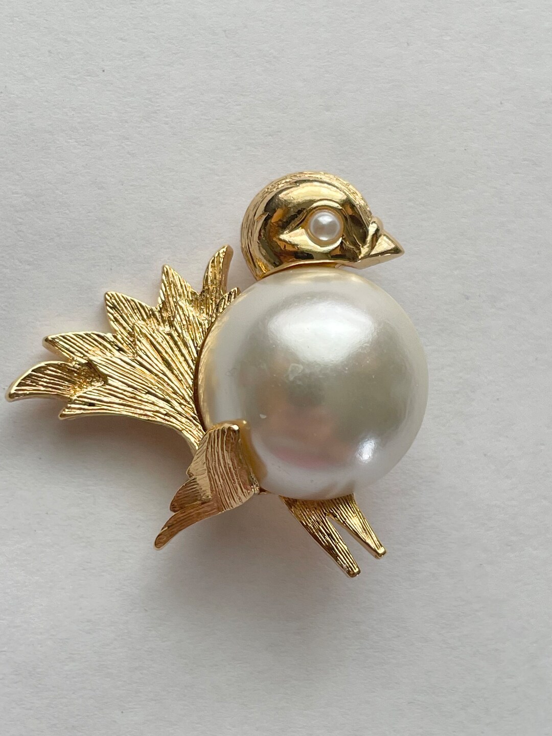 Vintage Napier Pearl Bird Pin - Etsy