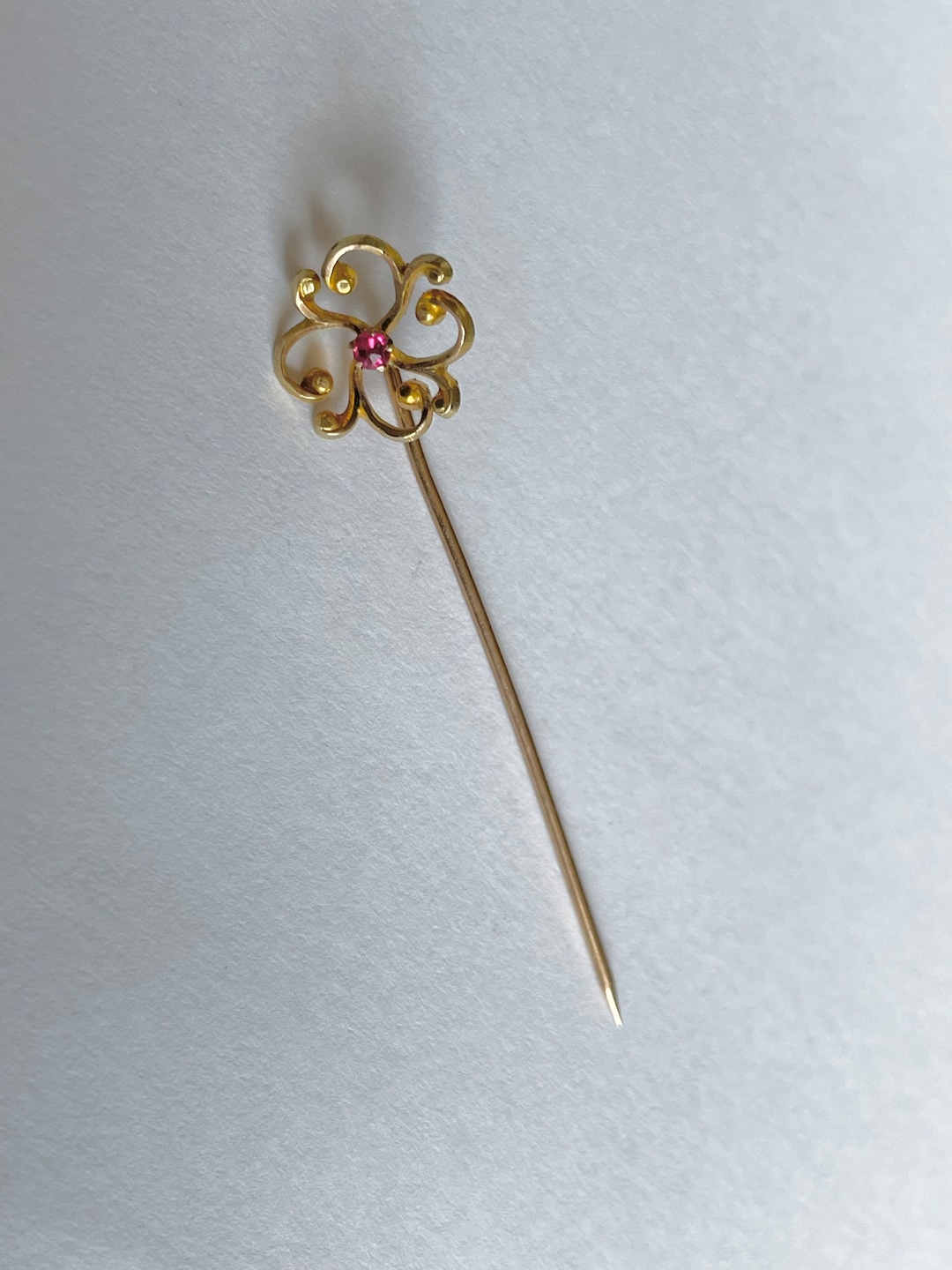 Antique Edwardian 10k Gold and Garnet Stick Pin - Etsy