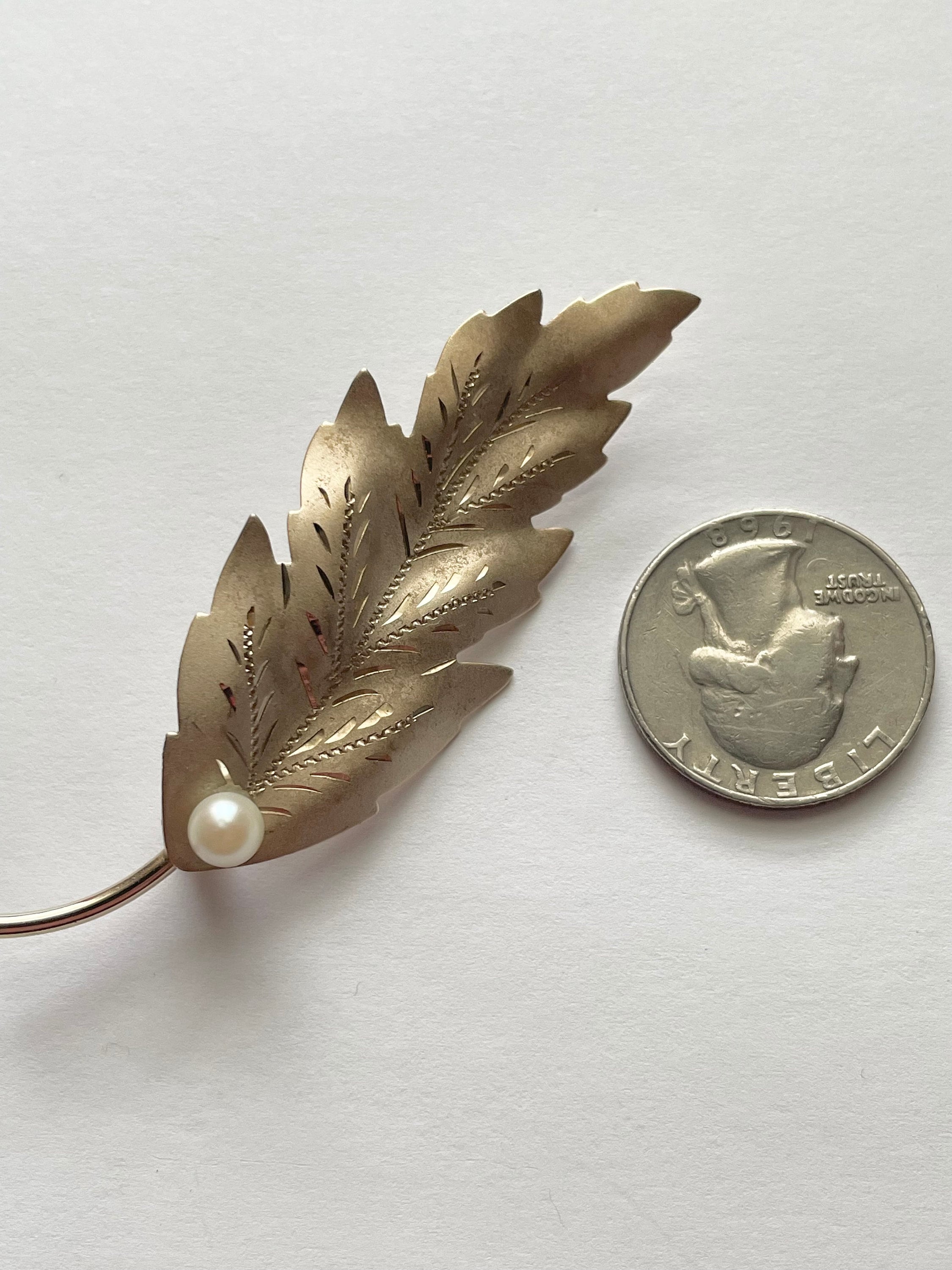 Vintage Charles Reid Gold Filled Pearl Leaf Pin Brooch - Etsy