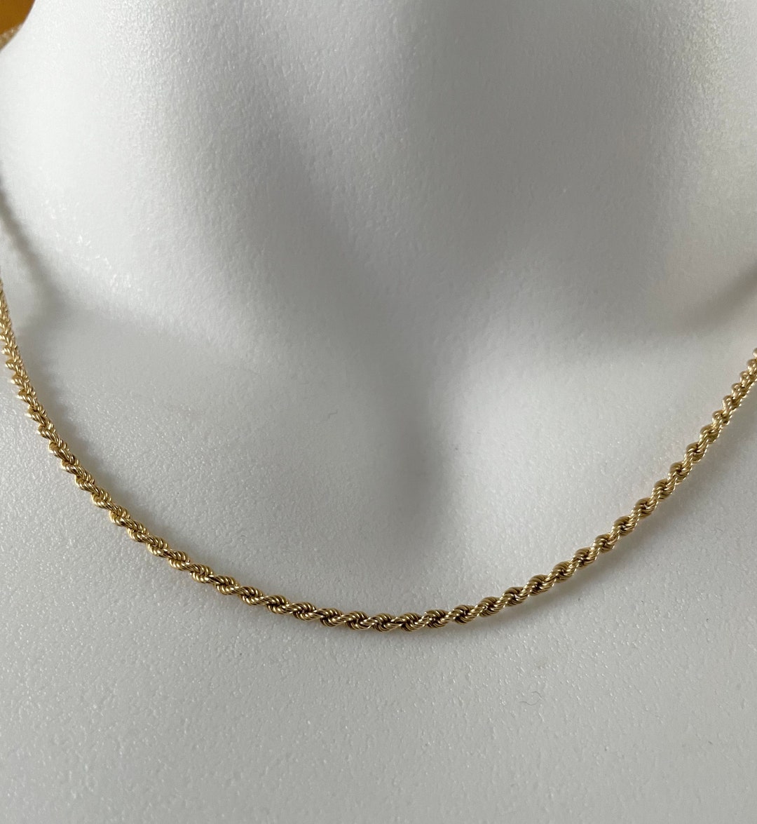 Vintage 14k Yellow Gold Solid Rope Chain Necklace 16” - Etsy