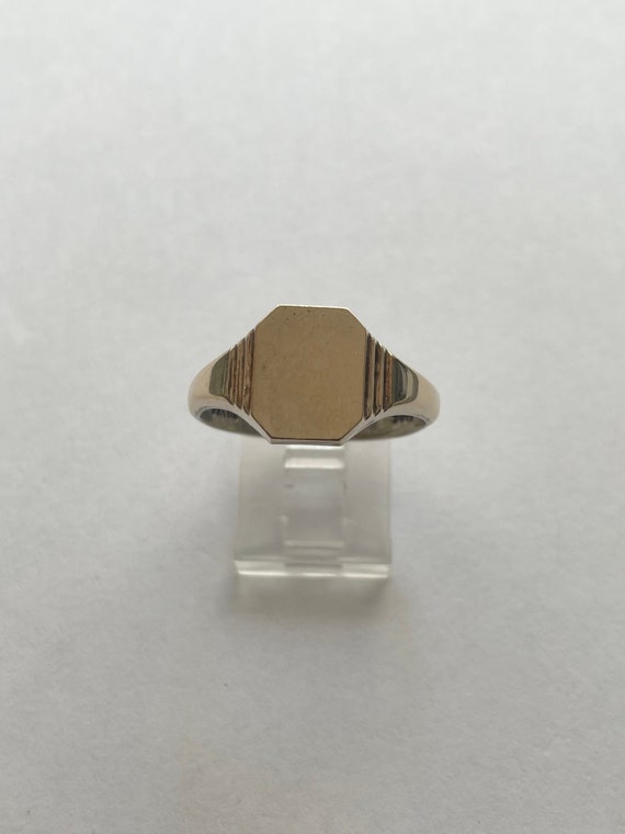 Vintage 10k Gold Sterling Signet Ring Signed size 11 - Gem