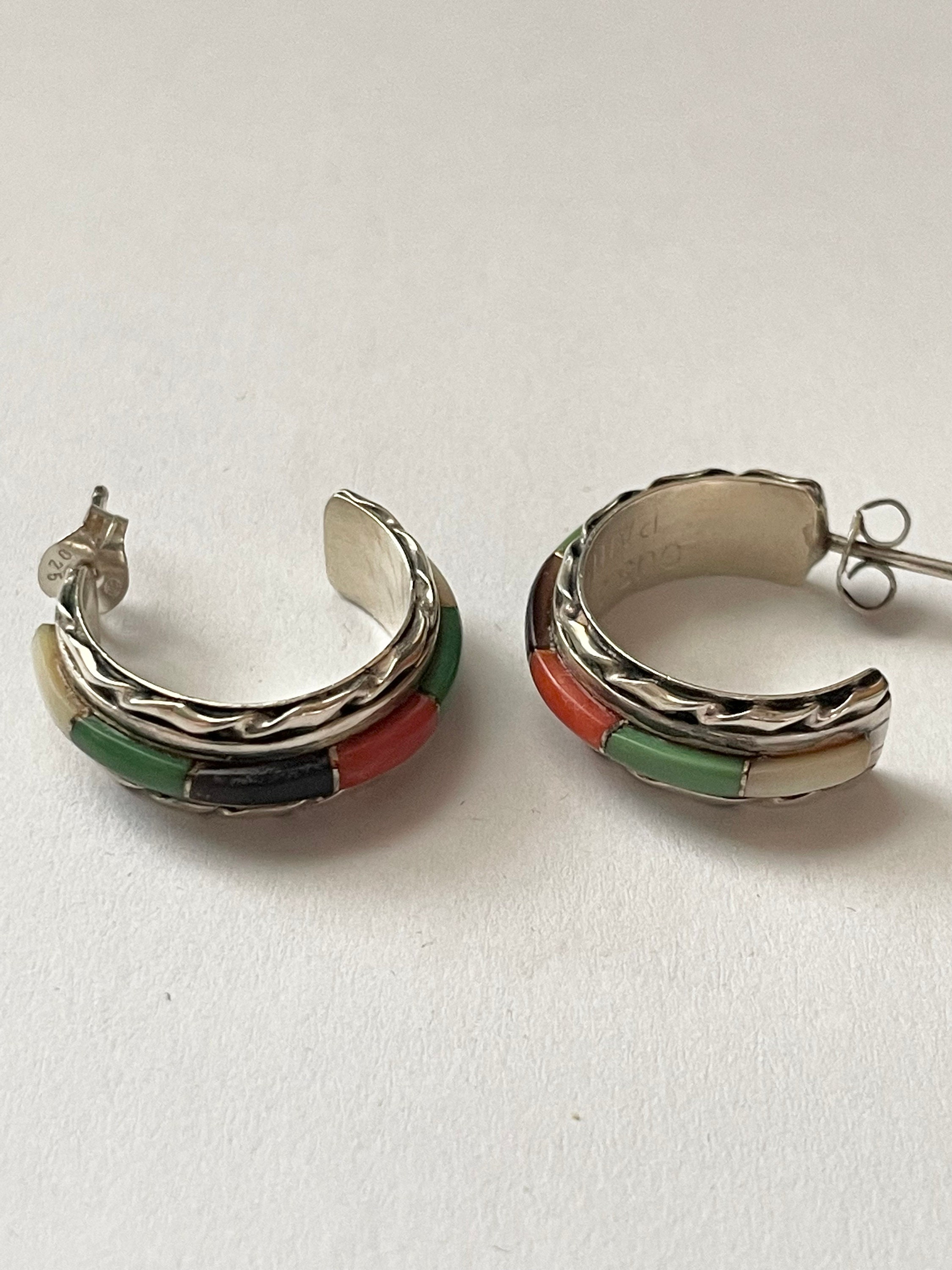 Vintage Zuni Gus & Lorie Panteah Sterling Hoop Earrings - Etsy
