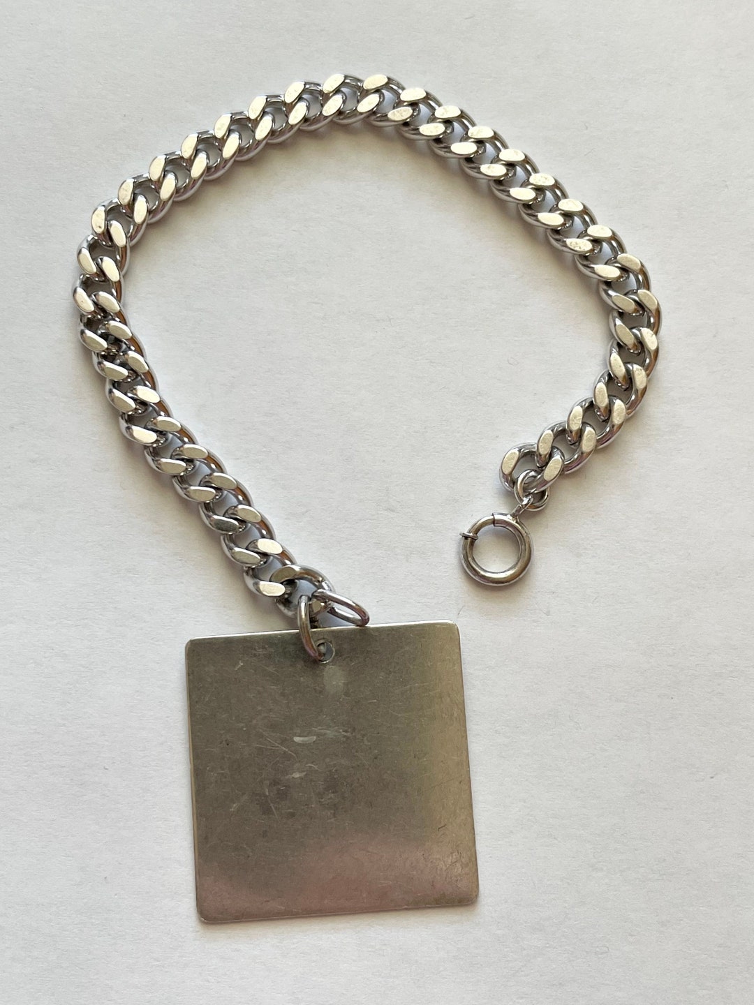 Vintage FORSTNER Sterling Silver Curb Link Bracelet With Large Monogram ...
