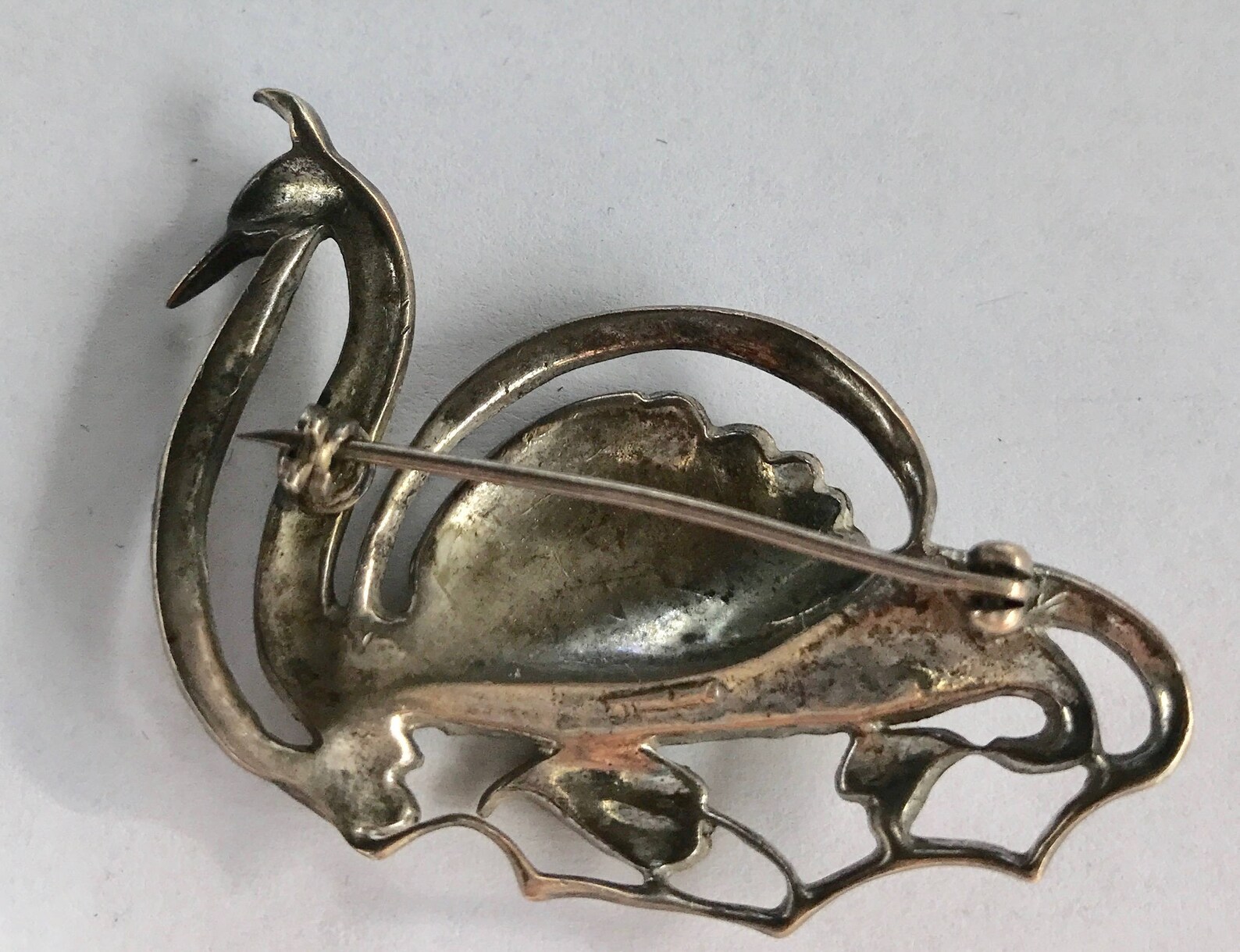 Vintage Sterling Silver Rhinestone Swan Pin - Etsy