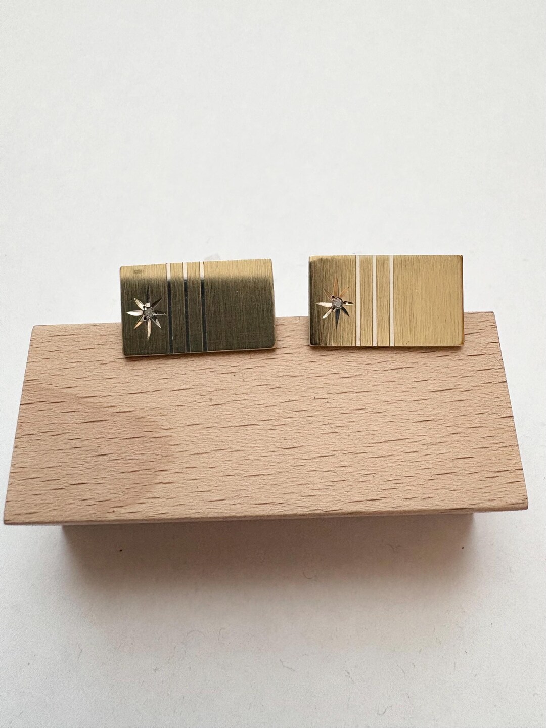 Vintage ANSON Sterling Silver and 18k Gold Cufflinks W/ Diamond - Etsy