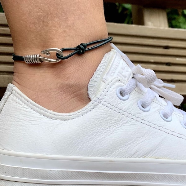 Brown Leather Anklet - Etsy