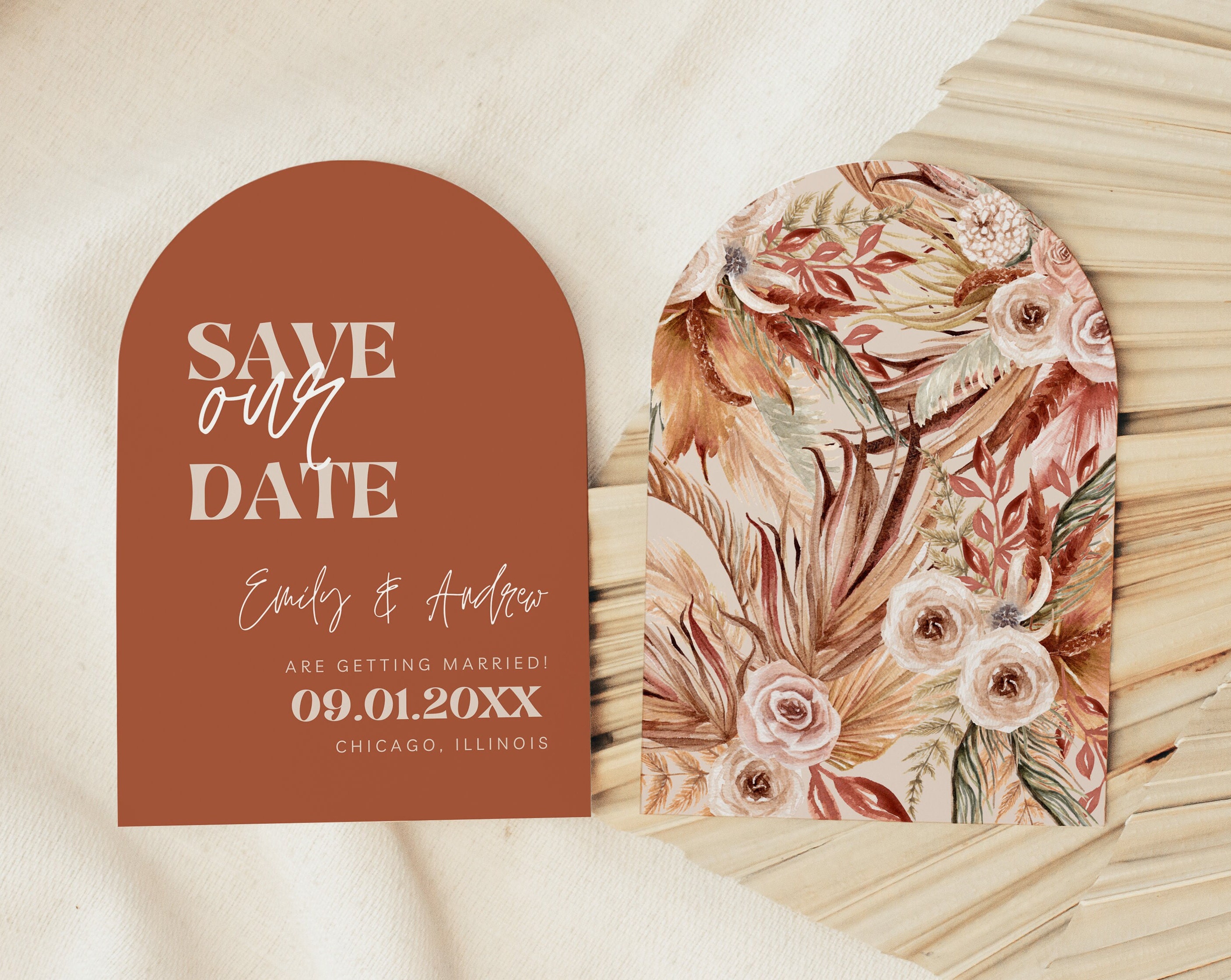 Terracotta Arch Save the Date Fall Wedding Boho Save the Date ...