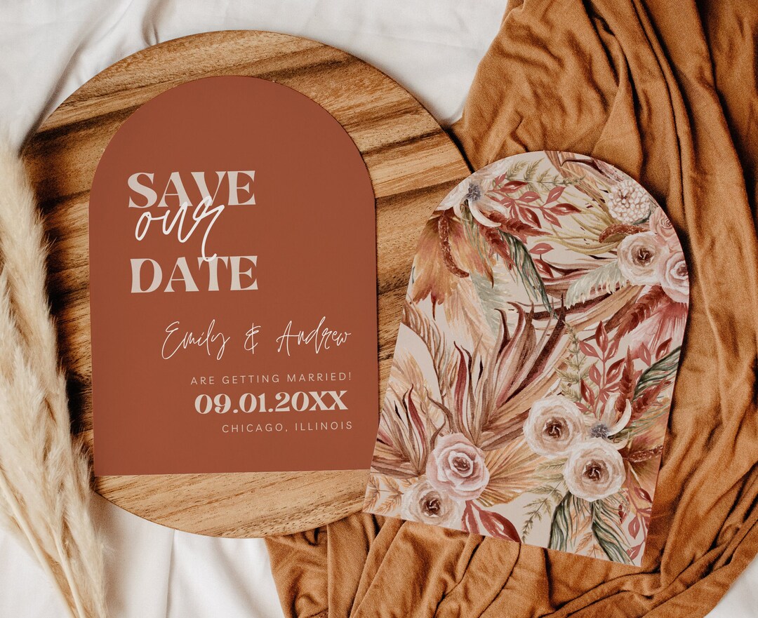 Terracotta Arch Save the Date Fall Wedding Boho Save the Date ...